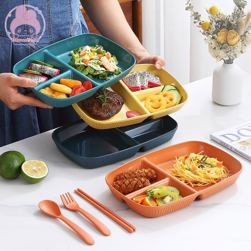 thewoodfamer Divided Dish Diet Reusable Dinner Plate Kitchen Dinnerware ...