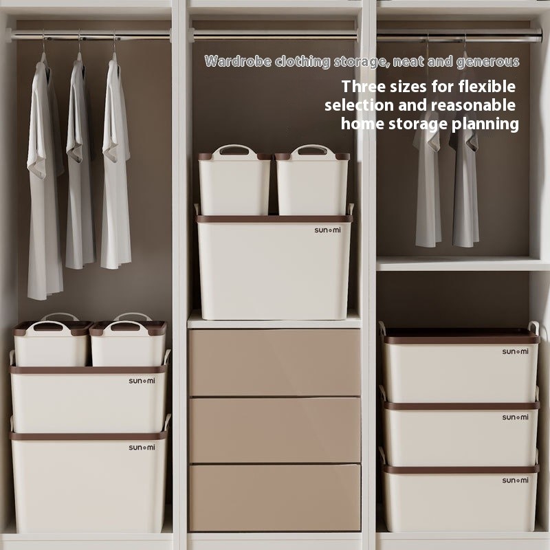 Cream Storage Box Clothes Household Wardrobe with Lid Cabinet Living ...