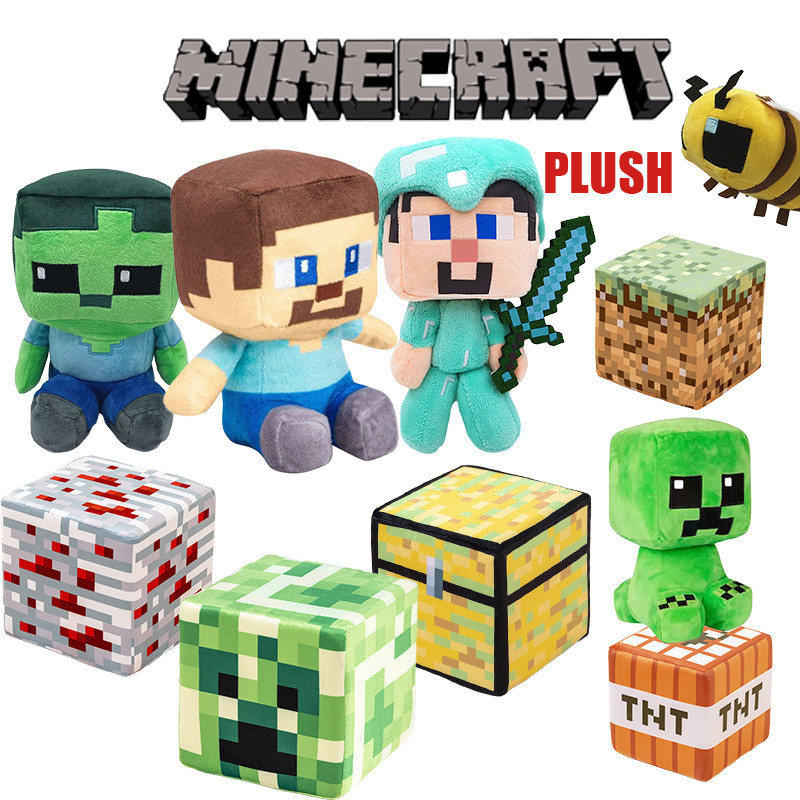 2025 Minecraft Plush Toy TNT Redstone Grass Block Doll Minecraft Toy ...
