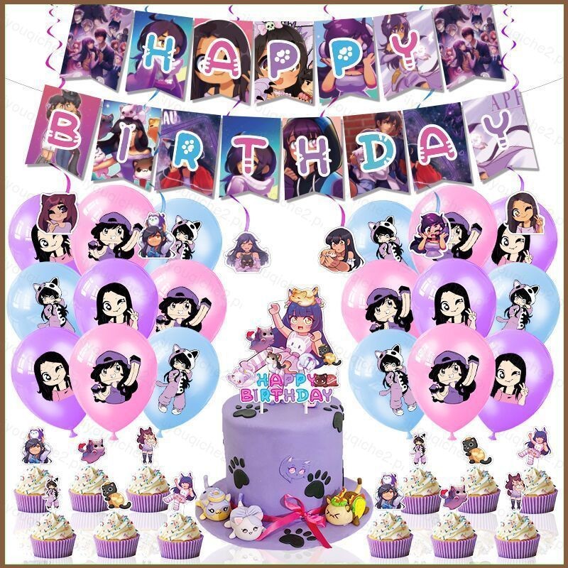 SY2 Aphmau MeeMeows Meow Theme Kids Birthday Party Decor Cupcake Topper ...