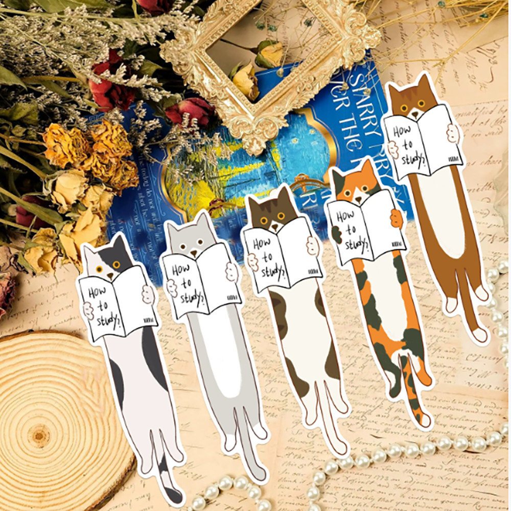 30Pcs Cartoon Cat Bookmarks DIY Handbook Creative Materials for Reading ...