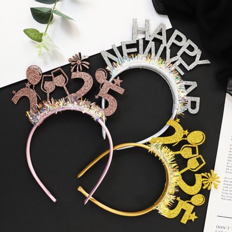New 2025 Happy New Year Headband Children's Birthday Party Gold and ...