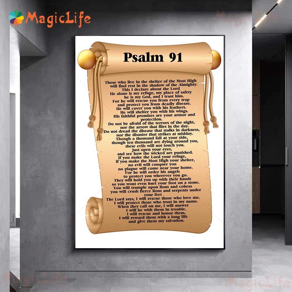 Any Style Poster Psalm 91 Prayer Art Poster Print. "Psalm 91" Scripture ...