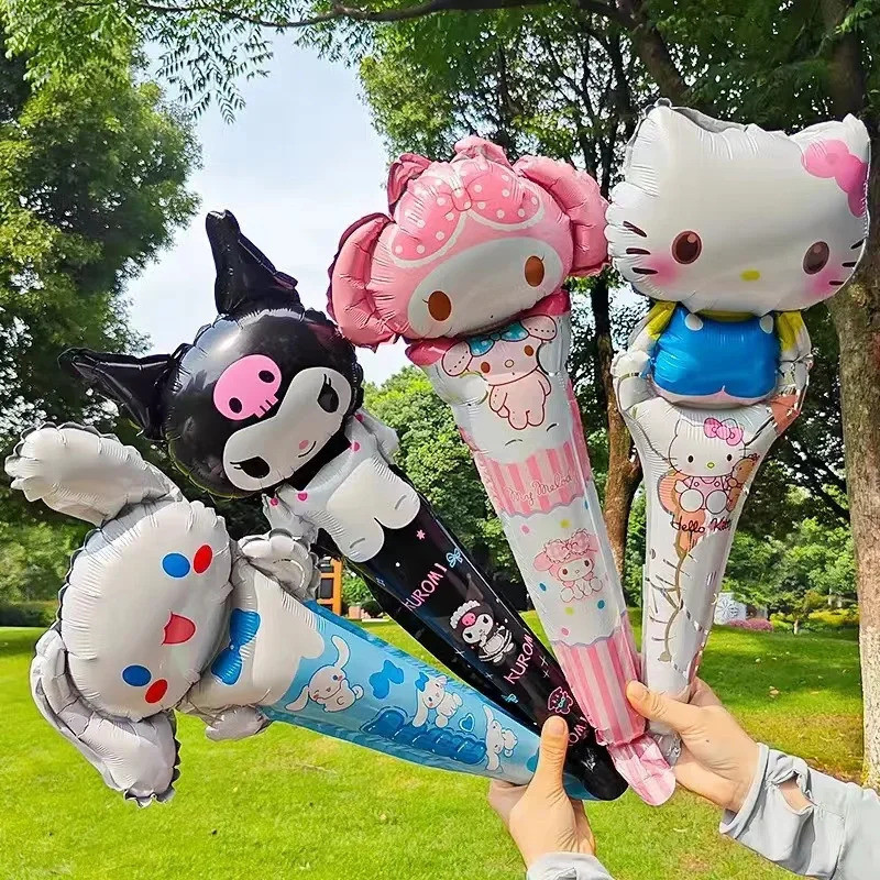 Sanrio Balloon 10pcs/set Hello Kitty Kuromi Melody Stick Foil Balloons ...