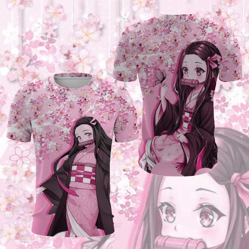 New Devil Killer Nezuko Pattern Short Sleeve T-shirt | Shopee Malaysia