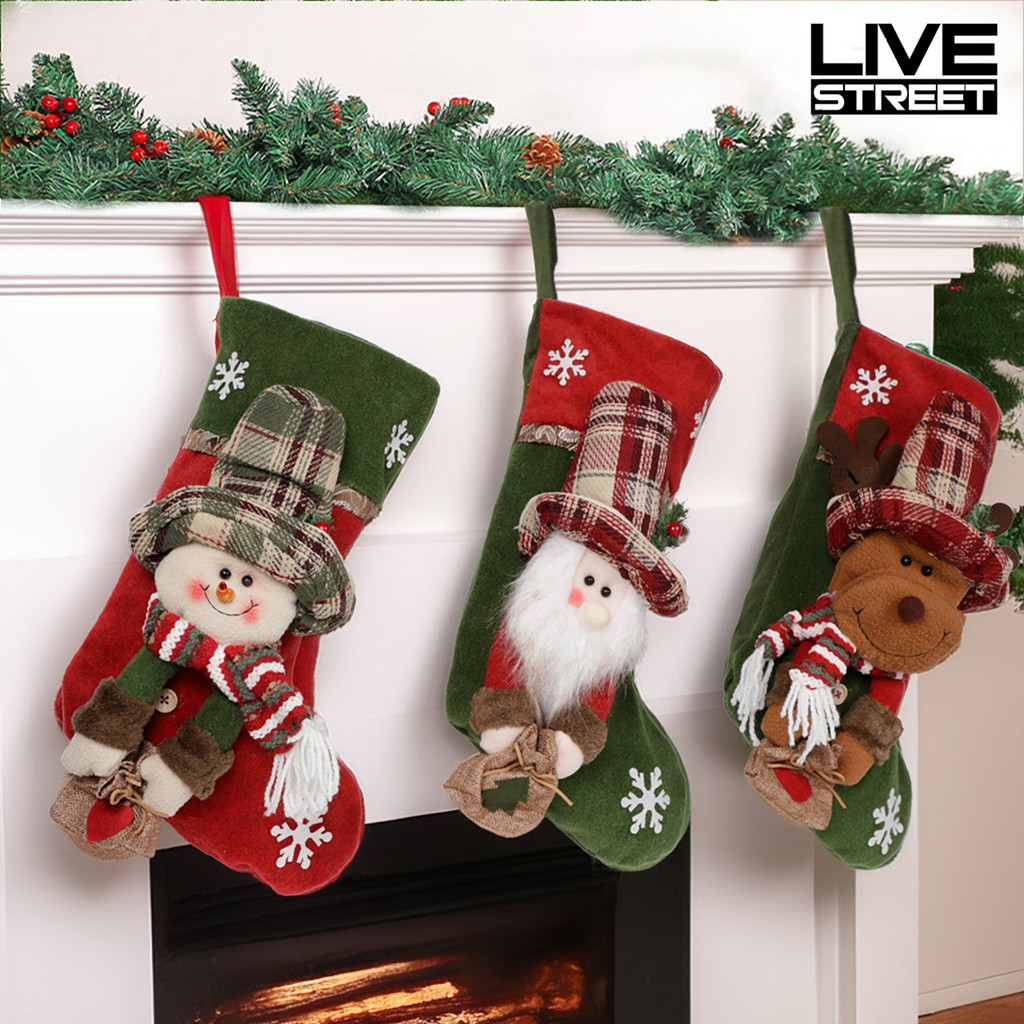 Livestreet Christmas Stocking Large Capacity Festive Decor Stocking for ...
