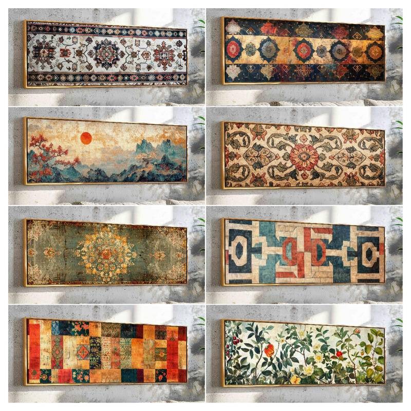 Vintage Tapestry Style Poster Colorful Wall Art Tapestry Canvas Print ...