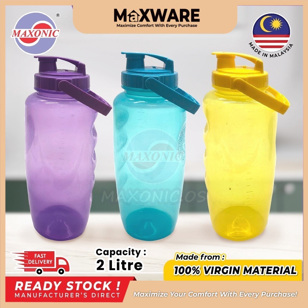 Maxware Lifeware 2 Litre Water Bottle With Handle BPA Free Heavy Duty ...
