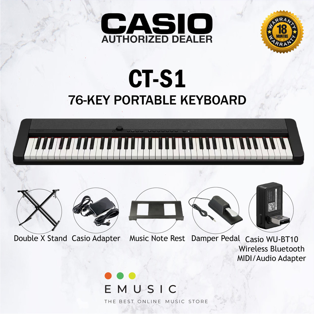 Casio CT-S1 76-key Portable Keyboard with X Stand and Damper Pedal ...