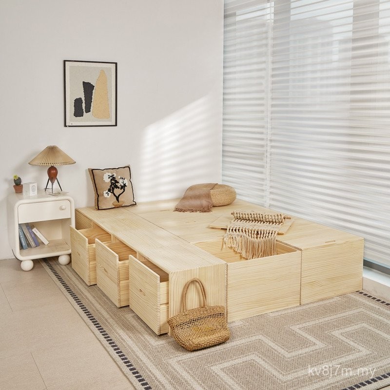 7k Tatami Splicing Bed Box Wooden Box Bed Solid Wood Box Bed Locker ...