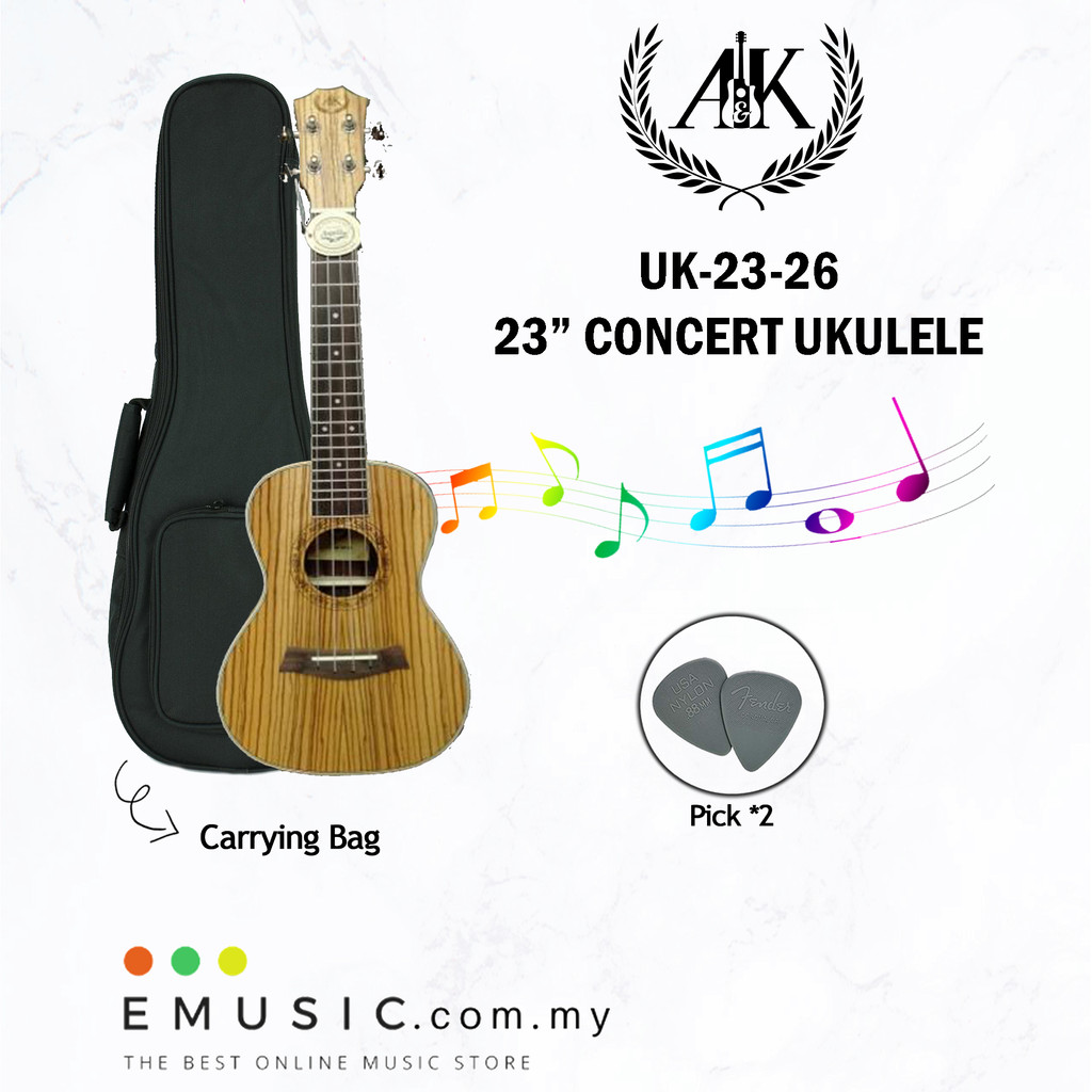 A&K UK-23-26 23" Concert Ukulele (AK2326 / AK23-26) | Shopee Malaysia