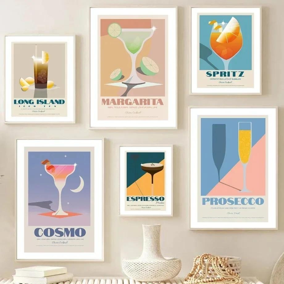 Seni dinding moden ringkas abstrak kartun Cocktail Long Island Martini ...