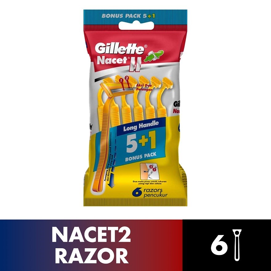 GILLETTE NacetII Long Handle Disposable Razor 6's | Shopee Malaysia