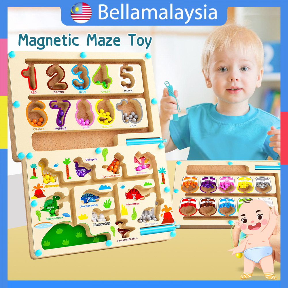 Bella Magnetic Number Counting Toy Wooden Magnetic Color Matching Maze ...