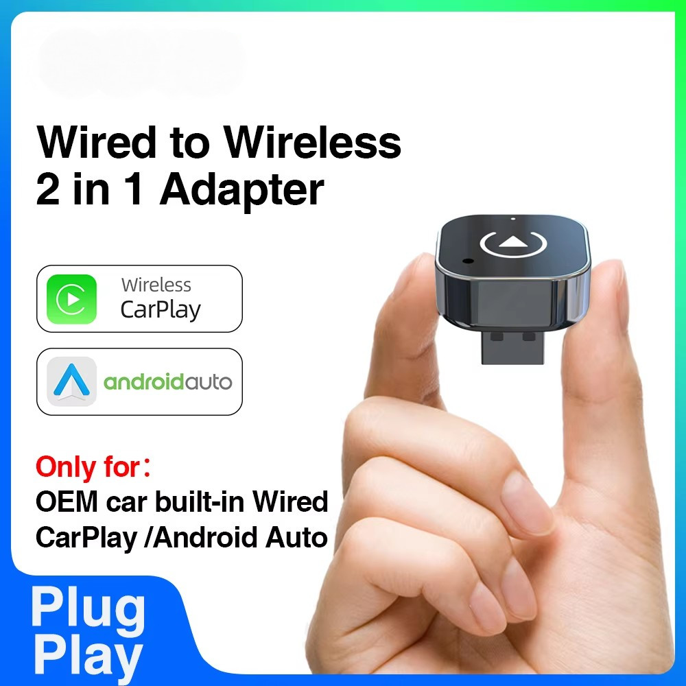 Wireless Carplay Android Auto Adapter 2 in 1 Mini Box Plug&Play CarPlay AI Box BT WiFi for Wired ...