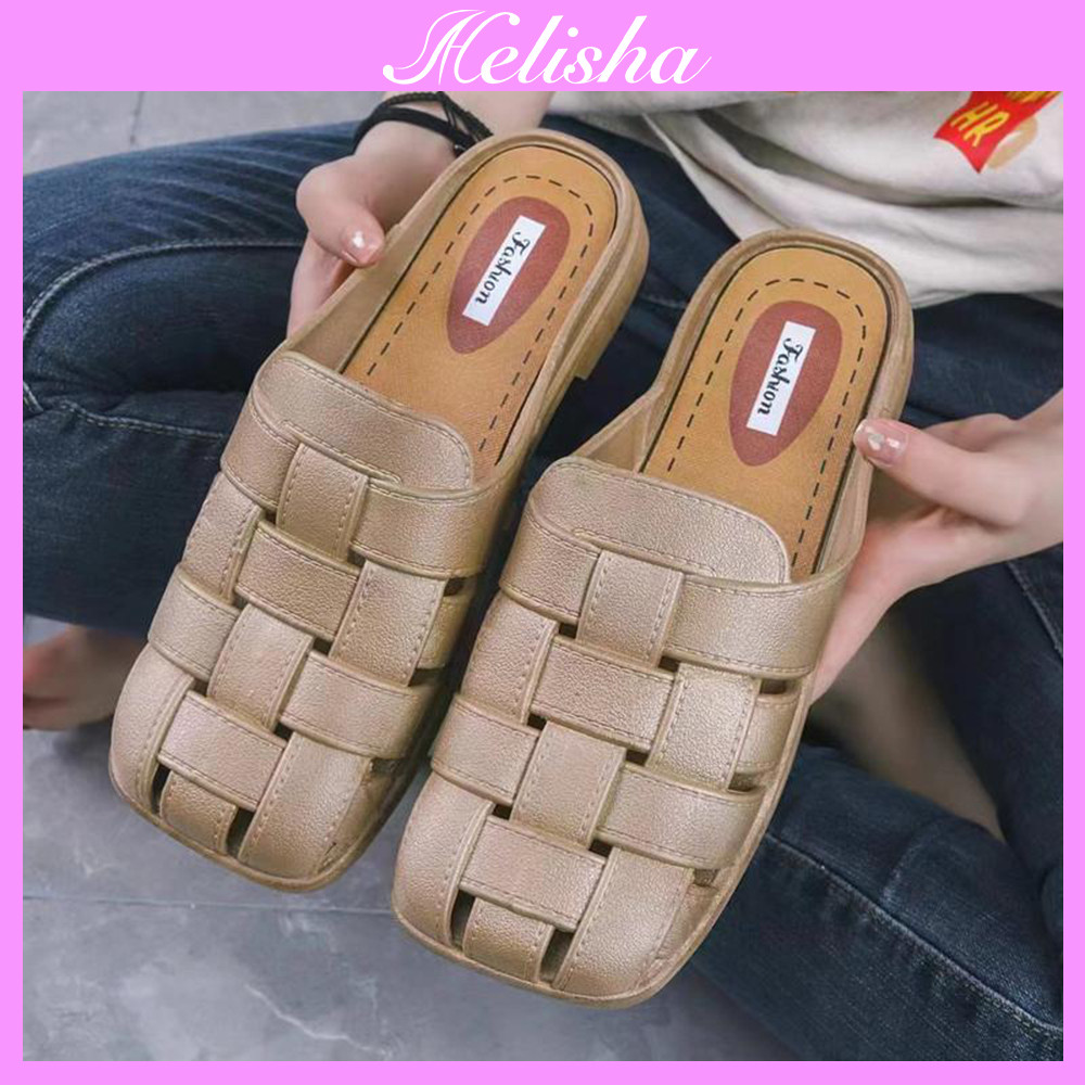 (Clearance) Helisha Jelly Weaving Square Toe Half Slippers WV2311 ...
