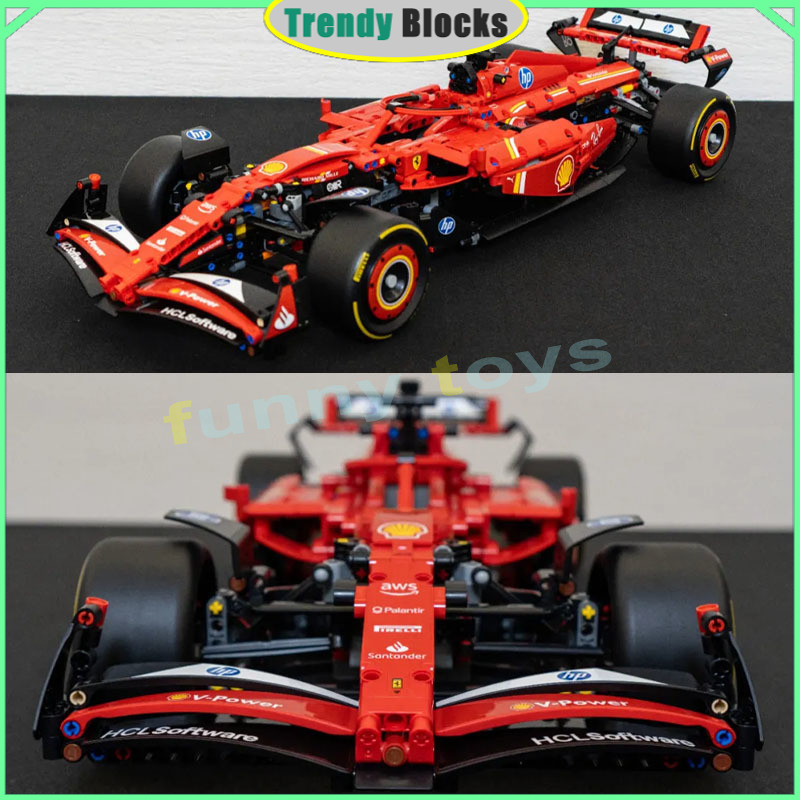 42207 1:8 SF-24 F1 Car Building Blocks Formula Racing Technic 2-speed ...