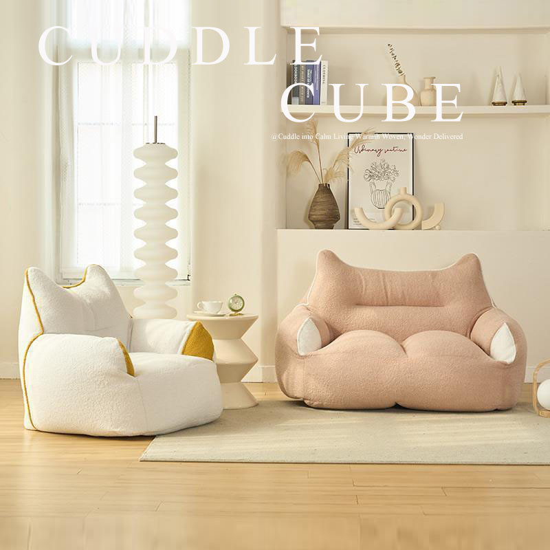Cute single sofa/skin friendly teddy velvet fabric/lying down/sleeping ...