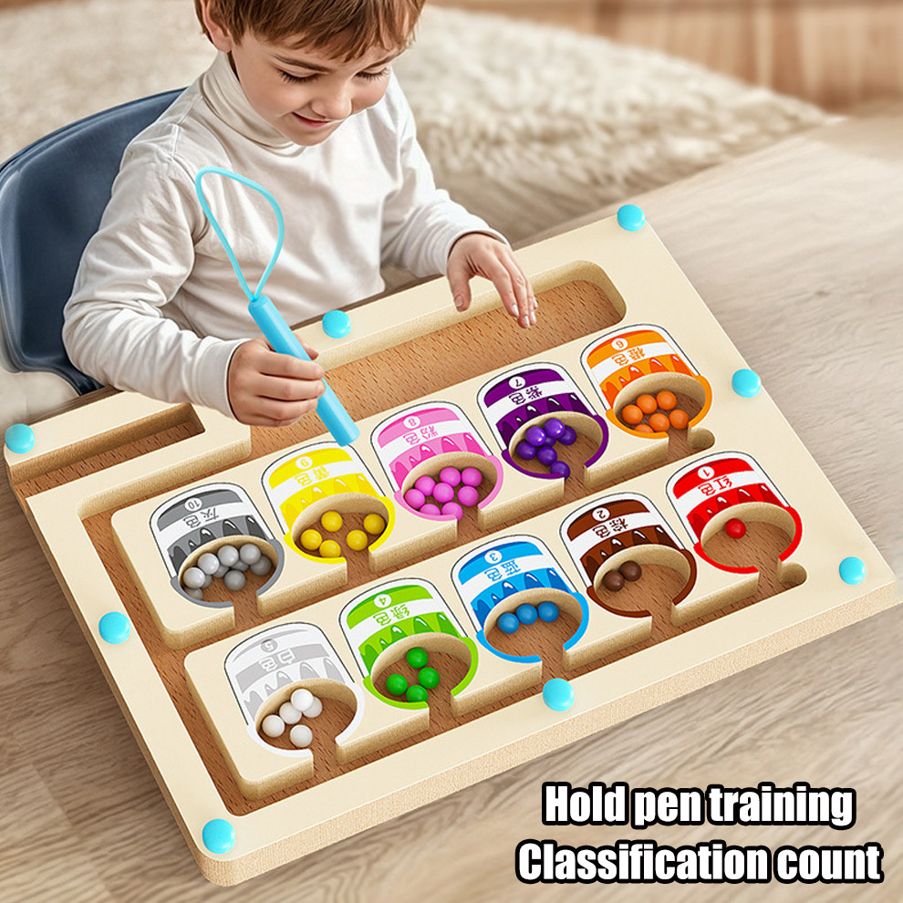 Kids Magnetic Color Sorting Board and Number Maze Magnetic toy ...