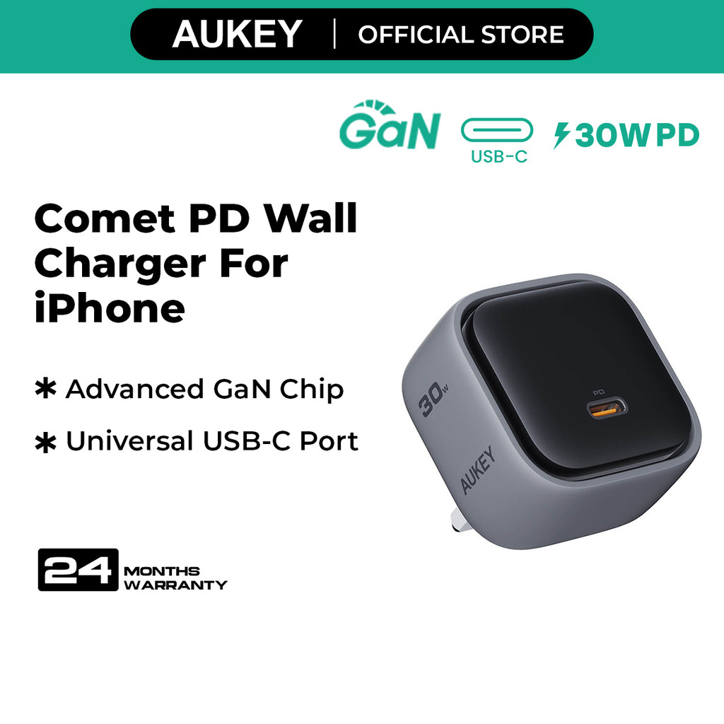 AUKEY PA-C1 Comet 30W PD Wall Charger with GaN Technology | Shopee Malaysia