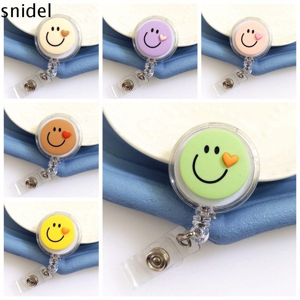 SNIDEL Nurse Badge Reel, Smiling Face Name Tag Retractable Badge Holder ...