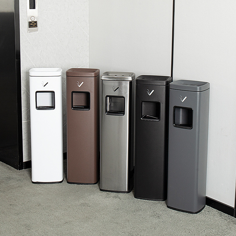Stainless steel vertical garbage can column hotel lobby shopping mall ...