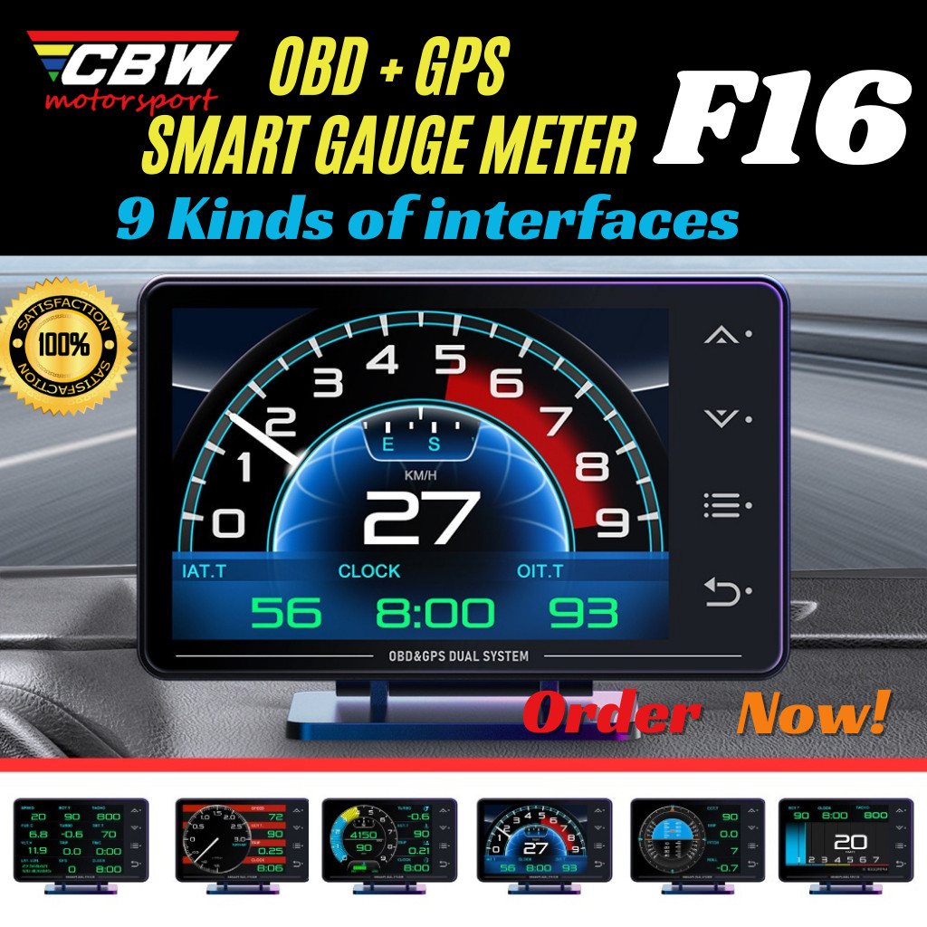 NEW GEN‼️CBW F16 GPS Car OBD OBD2 Meter Digital Scanner Alarm Speed ...