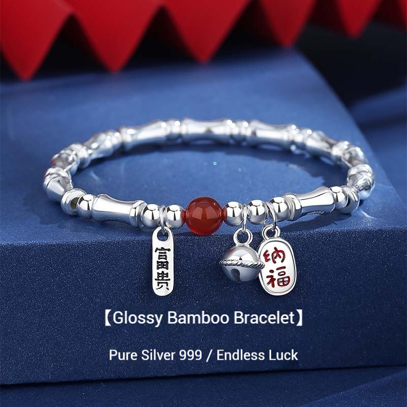 JF Glossy Surface Bamboo Bracelet 999 Silver Female Niche Design All ...