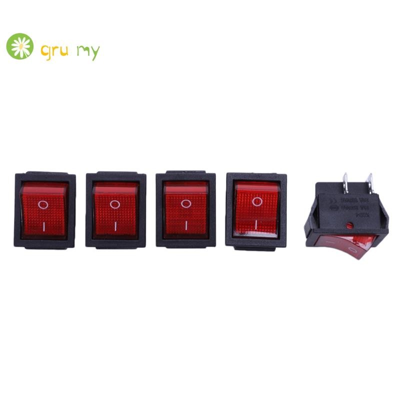 5 x Red Illuminated Light On/Off DPST Boat Rocker Switch 16A/250V 20A ...