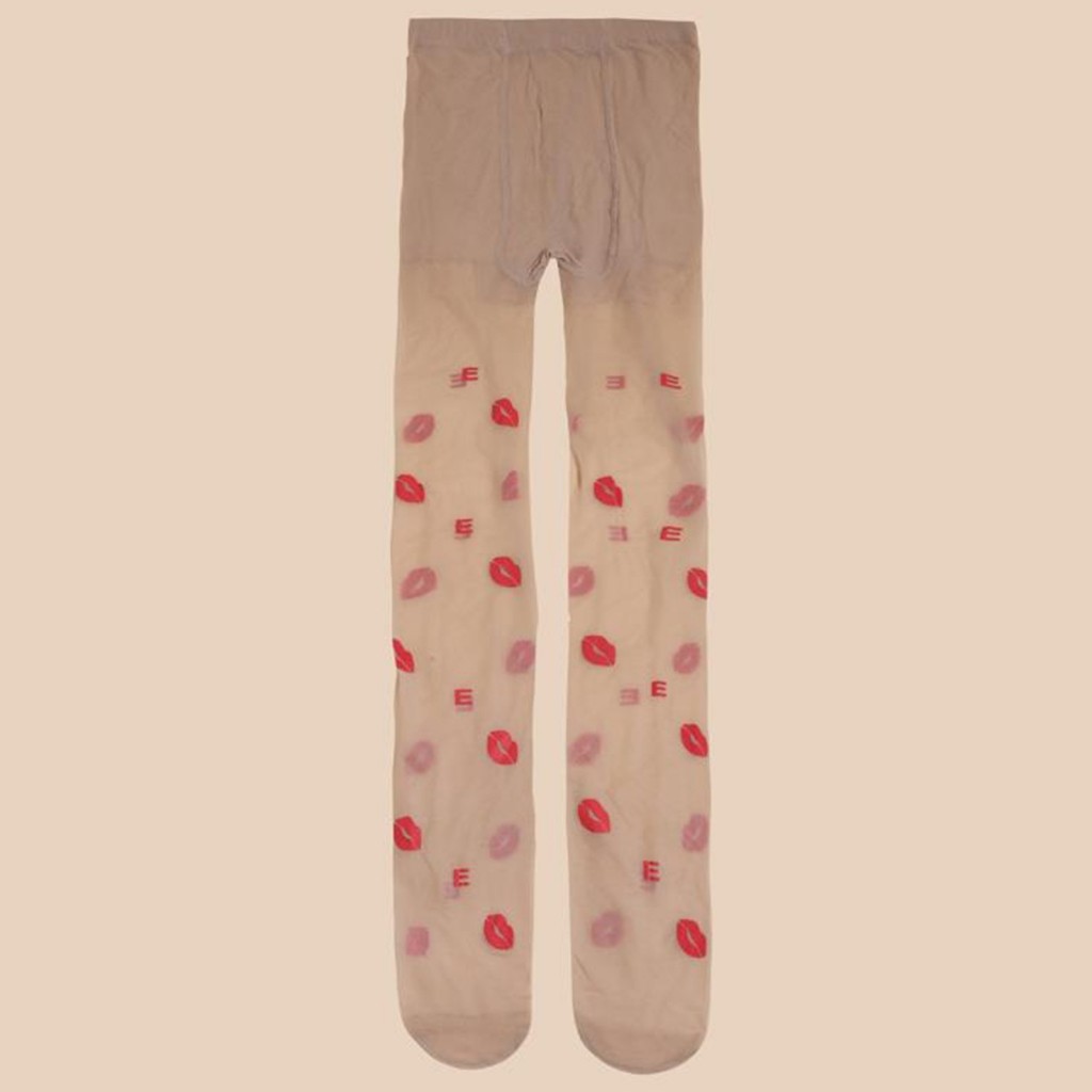 BULINGNA-Women Sheer Tights Pantyhose Cute Letter Lip Print Transparent ...
