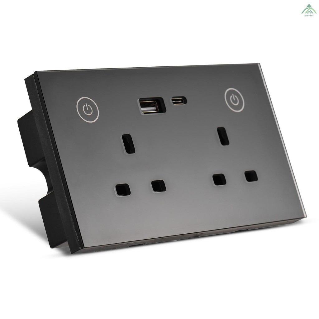 WiFi Touch Light Switch Smart Socket Flameproof Glass Panel Power ...