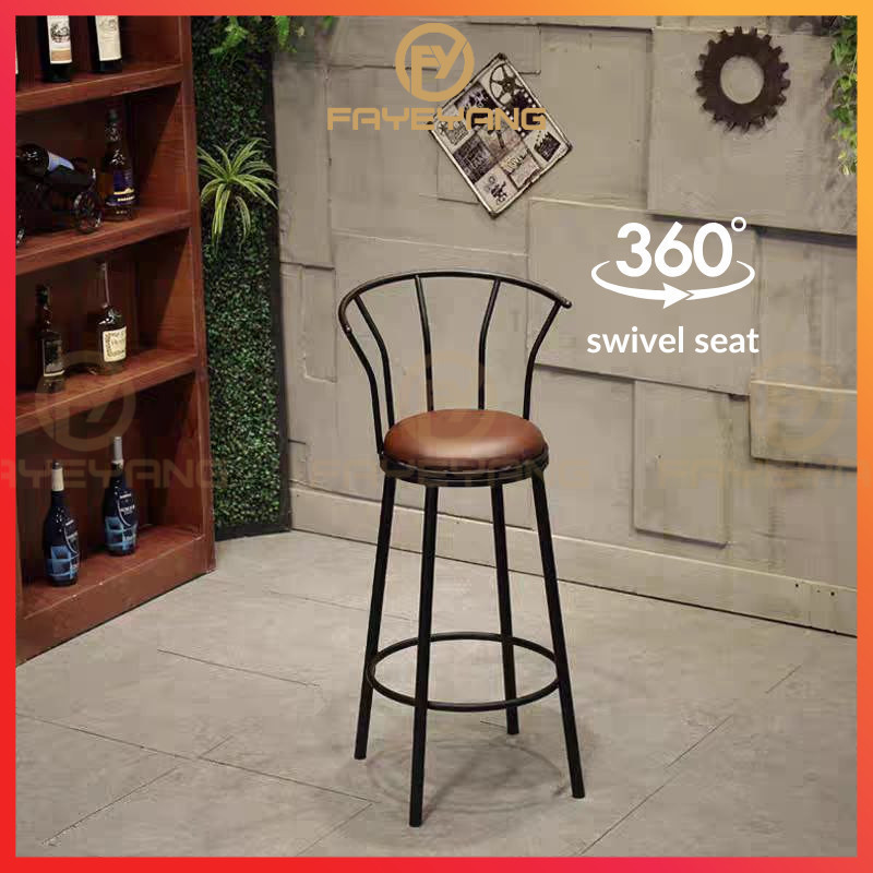Fayeyang Nordic Swivel Bar Chair 360 Degree Leather Bar Stool Kerusi ...