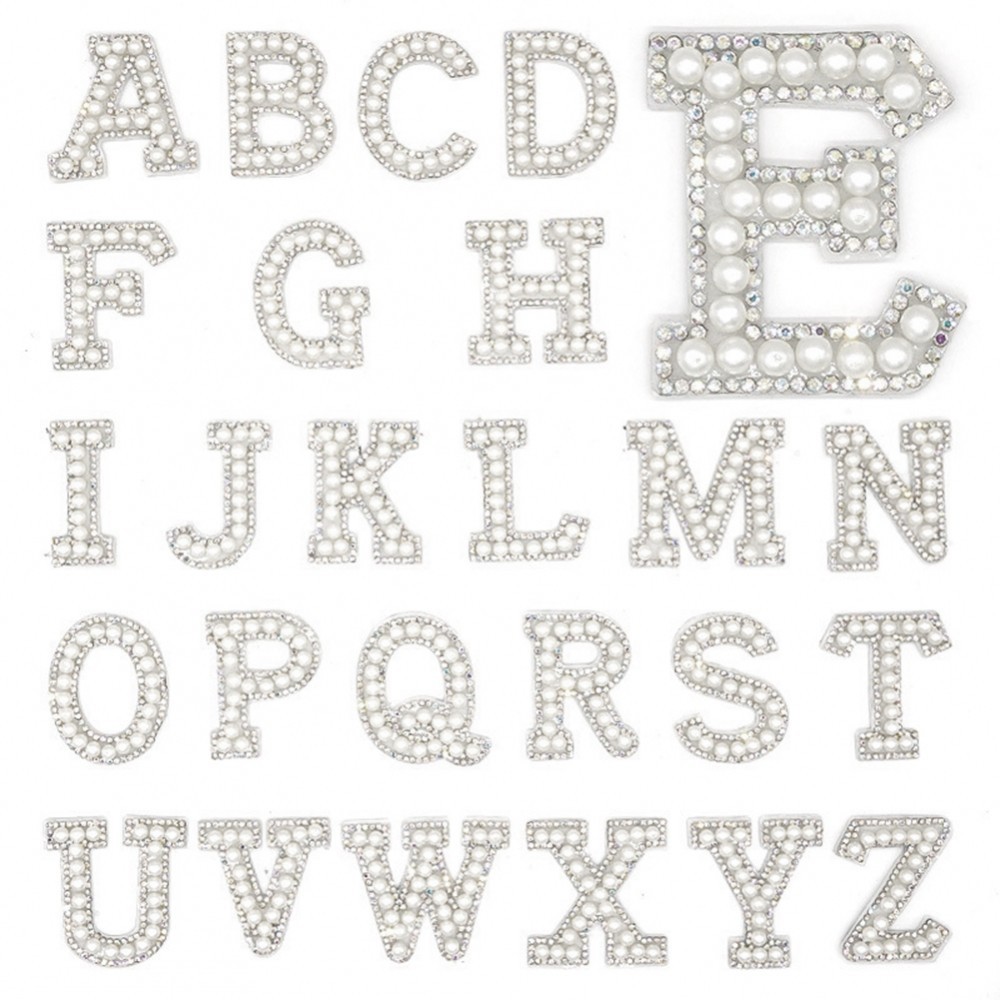 Pearl Letters Clothes Letter Alphabet Embroidery Sparkle Pearl Patches ...