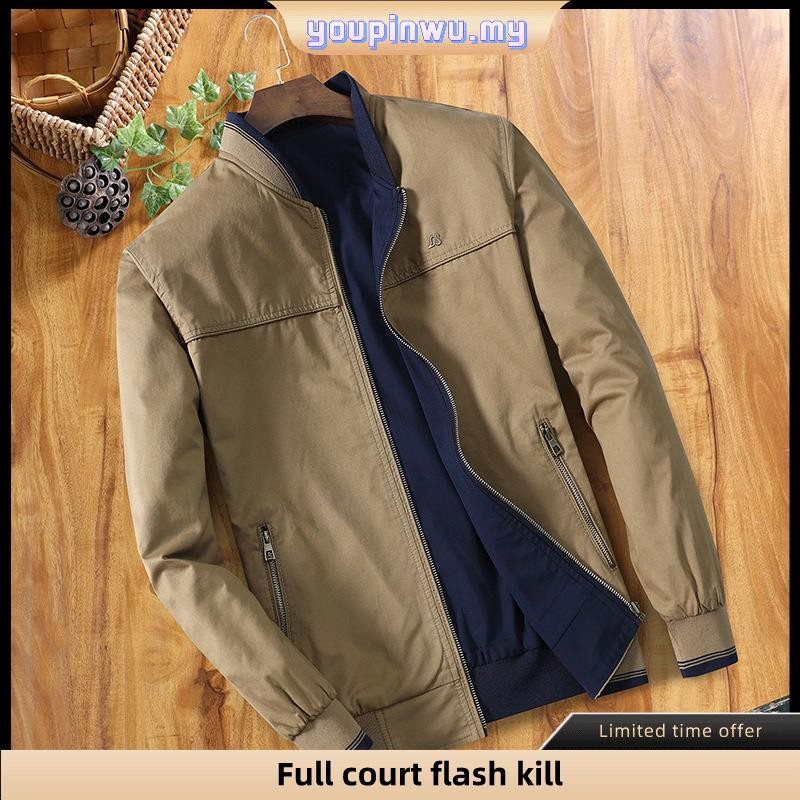 Men's Double-sided Casual Jacket Spring and Autumn Lapel Collar Pure ...