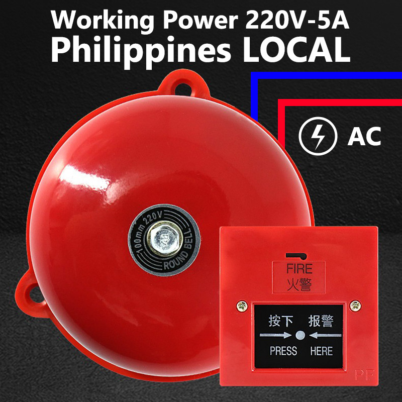 4 inch / 6inch Dia Schools Fire Alarm Round Shape Electric Bell Red ...