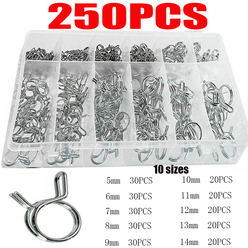 250pcs5/6/7/8/9/10/11/12/13/14mm Double Wire Spring Clip Water Duct ...