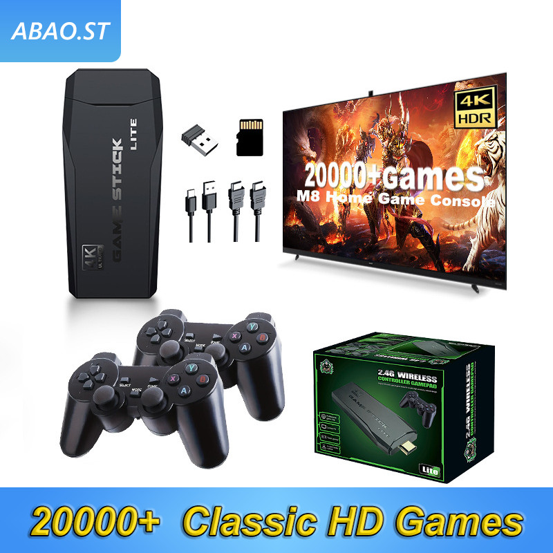 Console game 2025 M8 Video Game Console 4K 20000+ Retro Classic games 2 ...