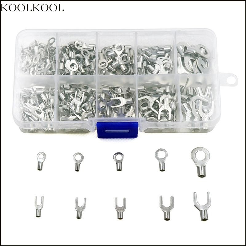 KOOK 320 PCS Non-insulated Ring Fork U-type O-type Terminals Wire Crimp Connector Wire Lugs ...