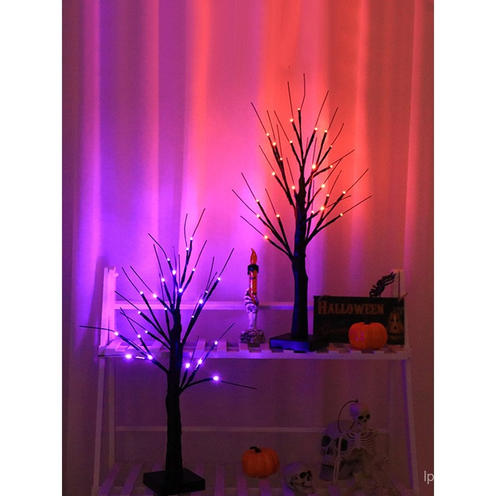 Lampu Pokok Ungu Tiruan LED Hiasan Kesyukuran Halloween Lampu Pokok ...