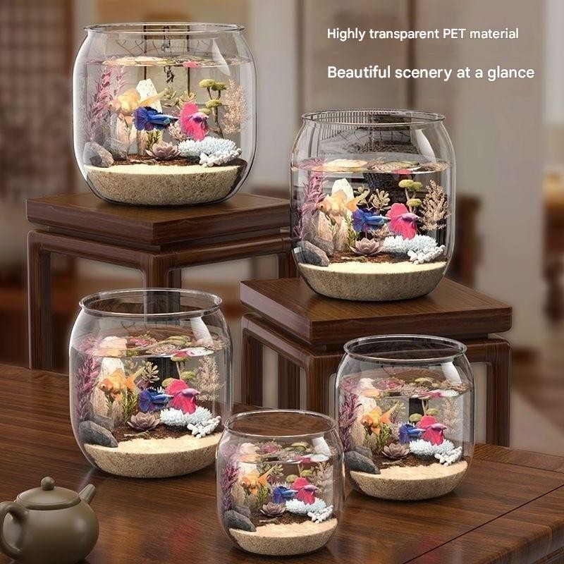 Akuarium ikan aquarium full setSatu keping Tangki Ikan Bulat Plastik ...