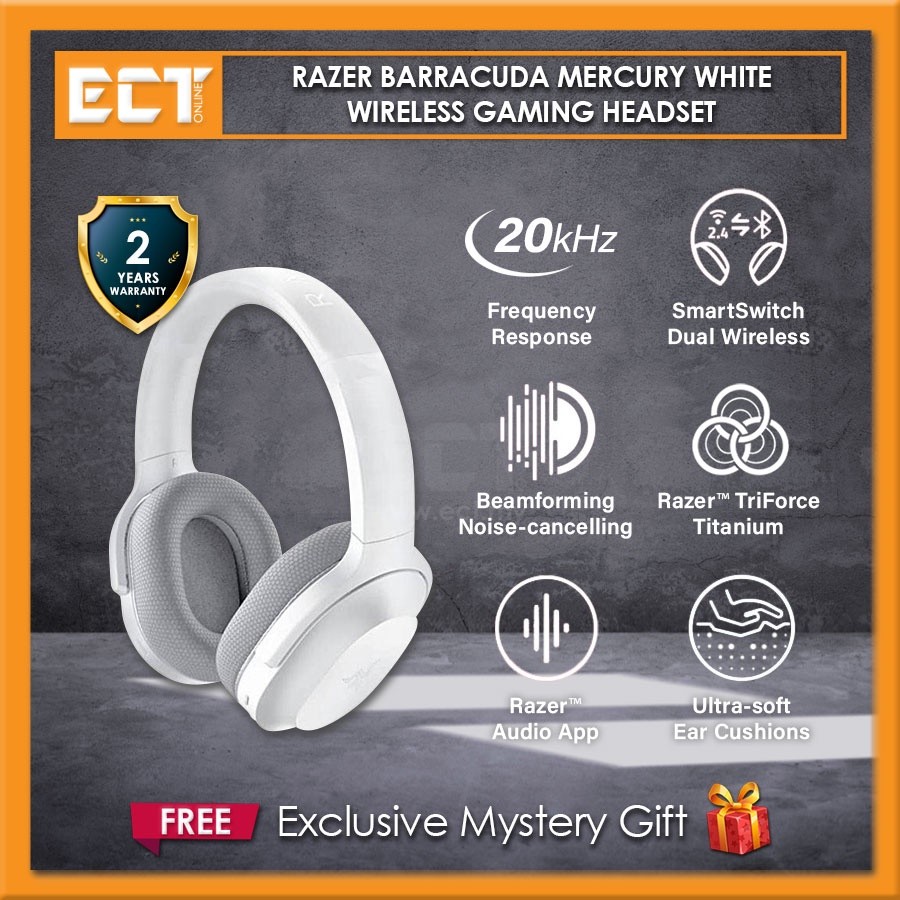 Razer Barracuda Mercury White Wireless Gaming Headset (RZ04-03790200 ...