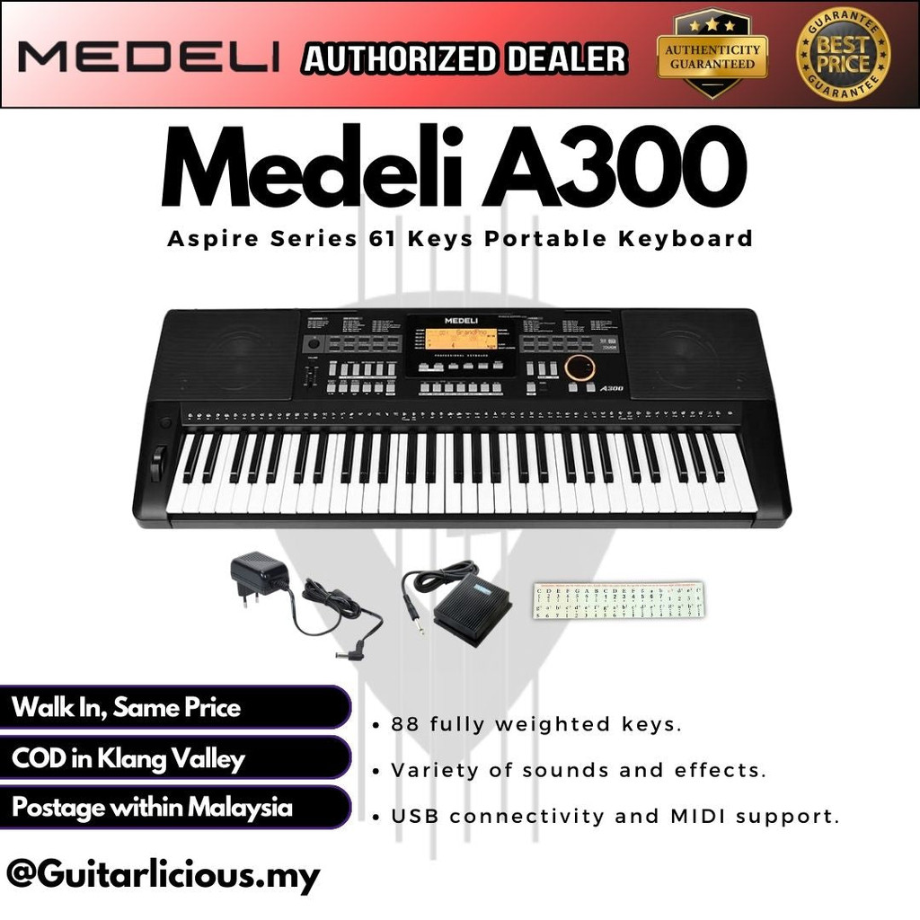 Medeli A300 Aspire Series 61 Keys Portable Keyboard ( A-300 / A 300 ) | Shopee Malaysia