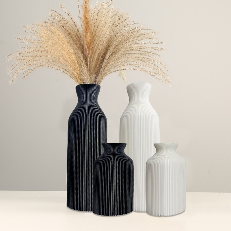 Minimalist Solid Color Vase 3D Printing Black White Vase Flowers Home ...