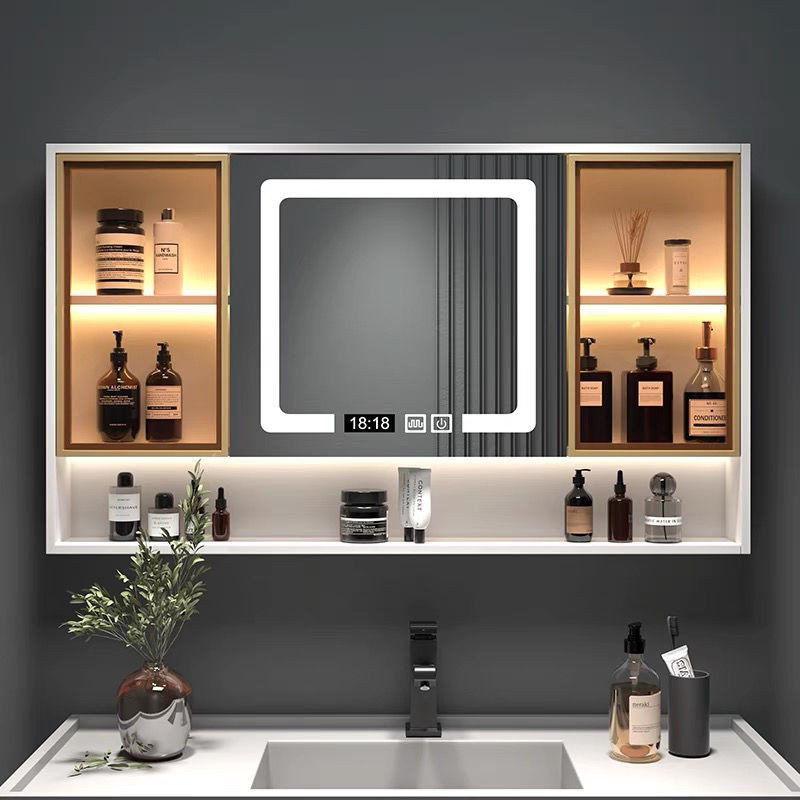 Bathroom Mirror Cabinet Touch Screen Mirror Cabinet Wall-Mounted ...