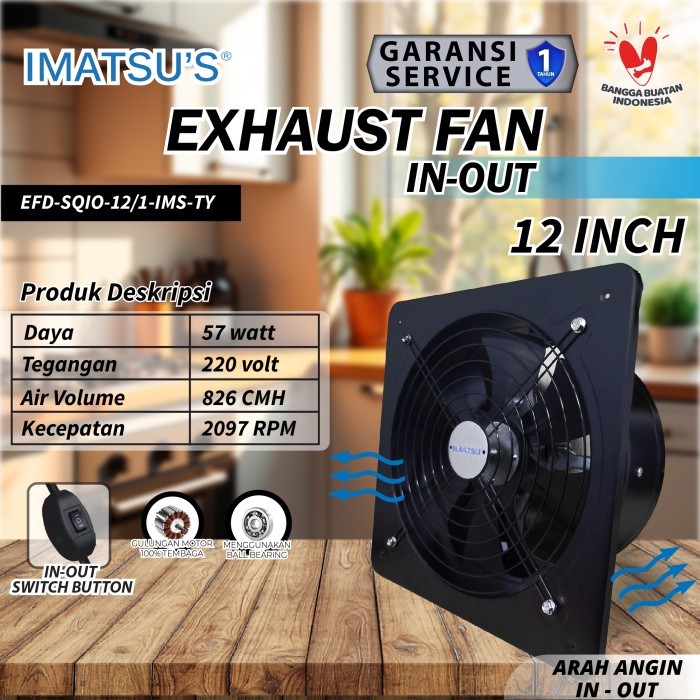 Iron Exhaust Fan In Out 12 Inch Wall Air Duct Booster Fan 12" Hexos ...