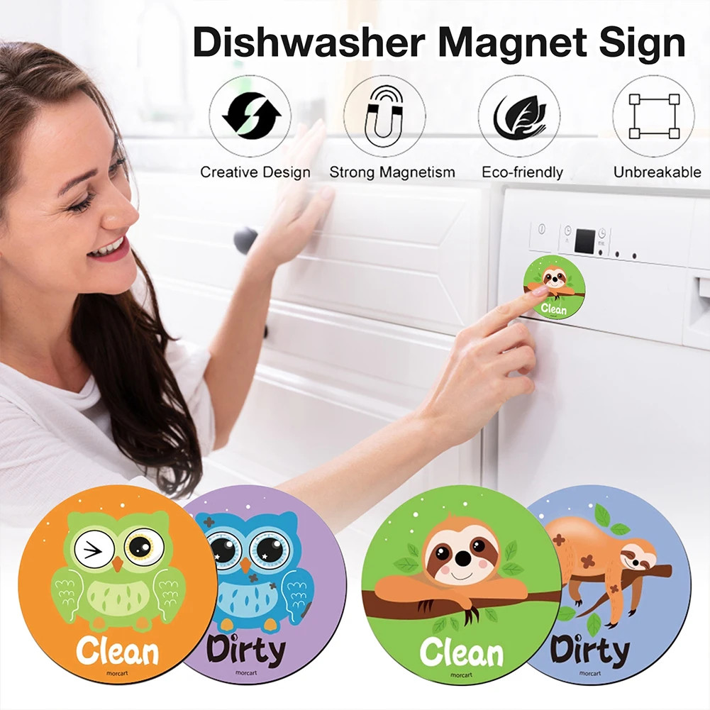 Cartoon Fridge Magnet Clean Dirty Sign Indicator Dishwasher Magnet ...