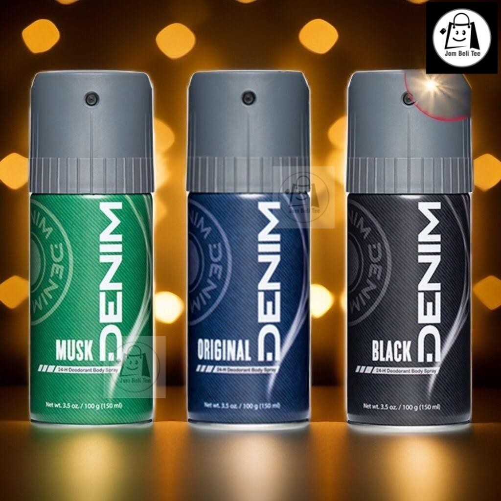DENIM Deodorant Body Spray ORIGINAL/ MUSK/ BLACK 100-ML for Men 24h ...