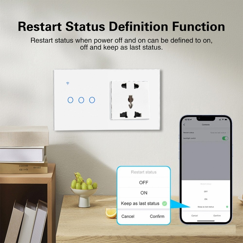 Easy to Use Touch Control Light Switch and Wall Socket Modern and ...