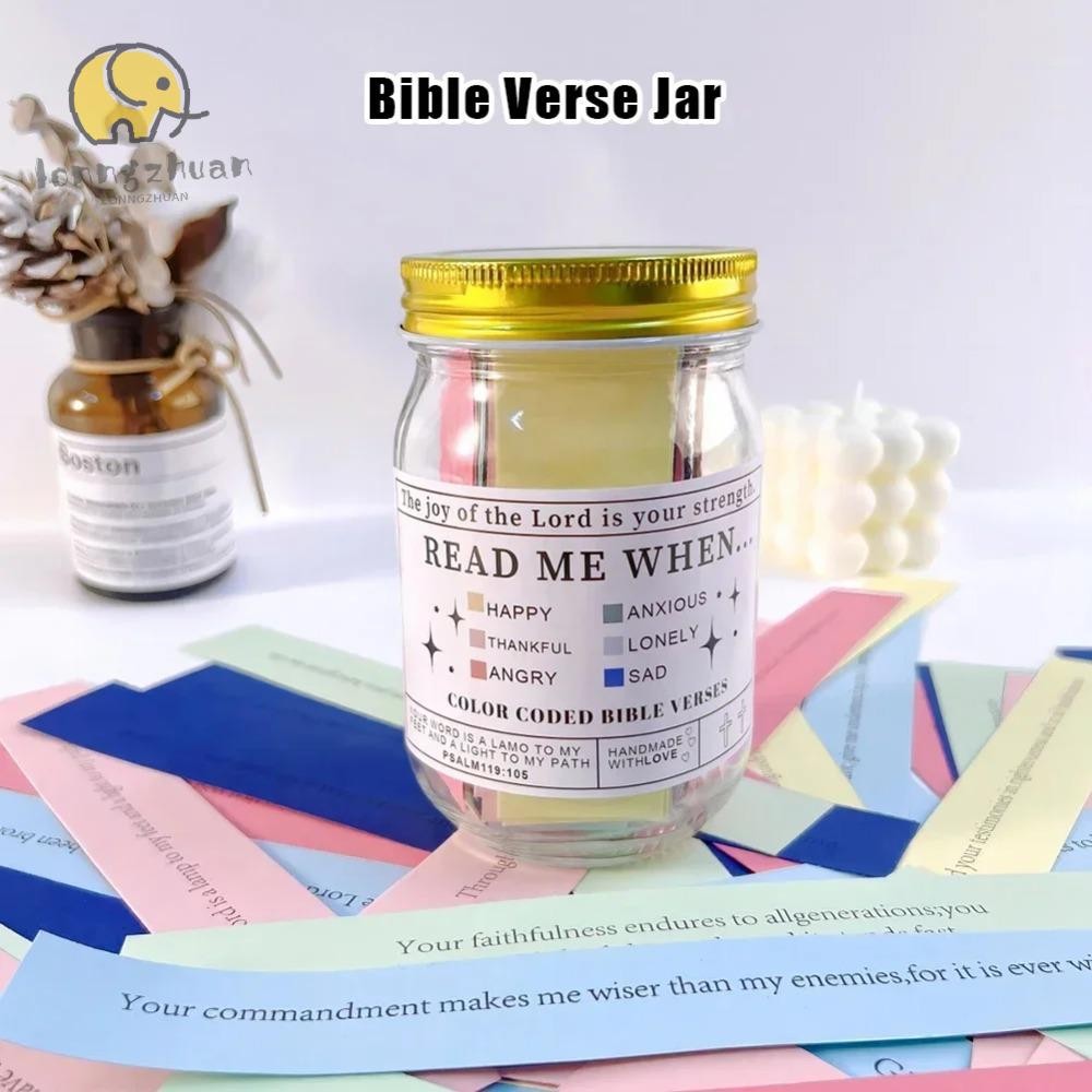 LONNGUVO Bible Verses Jar, Colorful Color Coded Christian Cards Jar ...