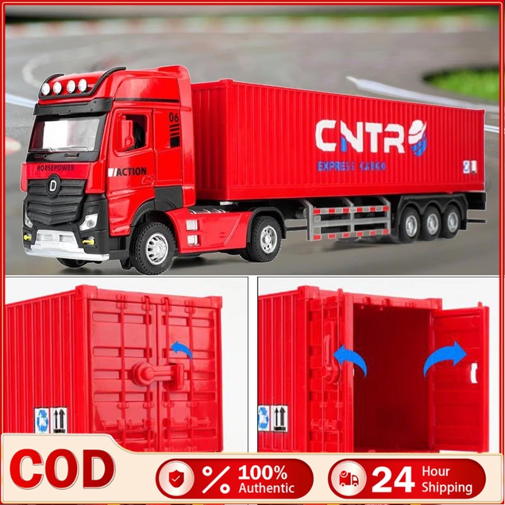 Friction Powered Container Truck Model 1:48 Pull Back 32cm Oil Tanker ...